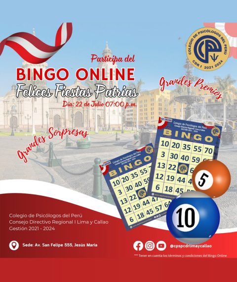 BINGO POR FIESTAS PATRIAS - Colegio de Psicólogos de Lima y Callao